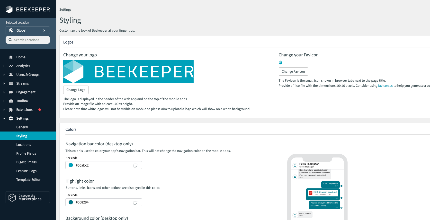 Settings Overview – Beekeeper Help Center