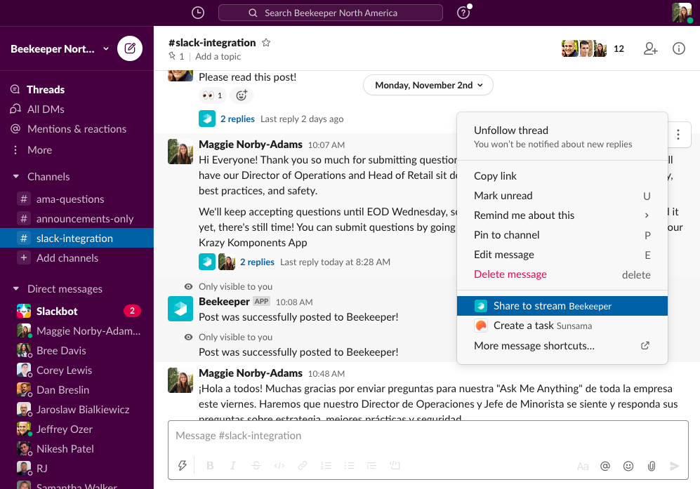 Slack – Beekeeper Help Center