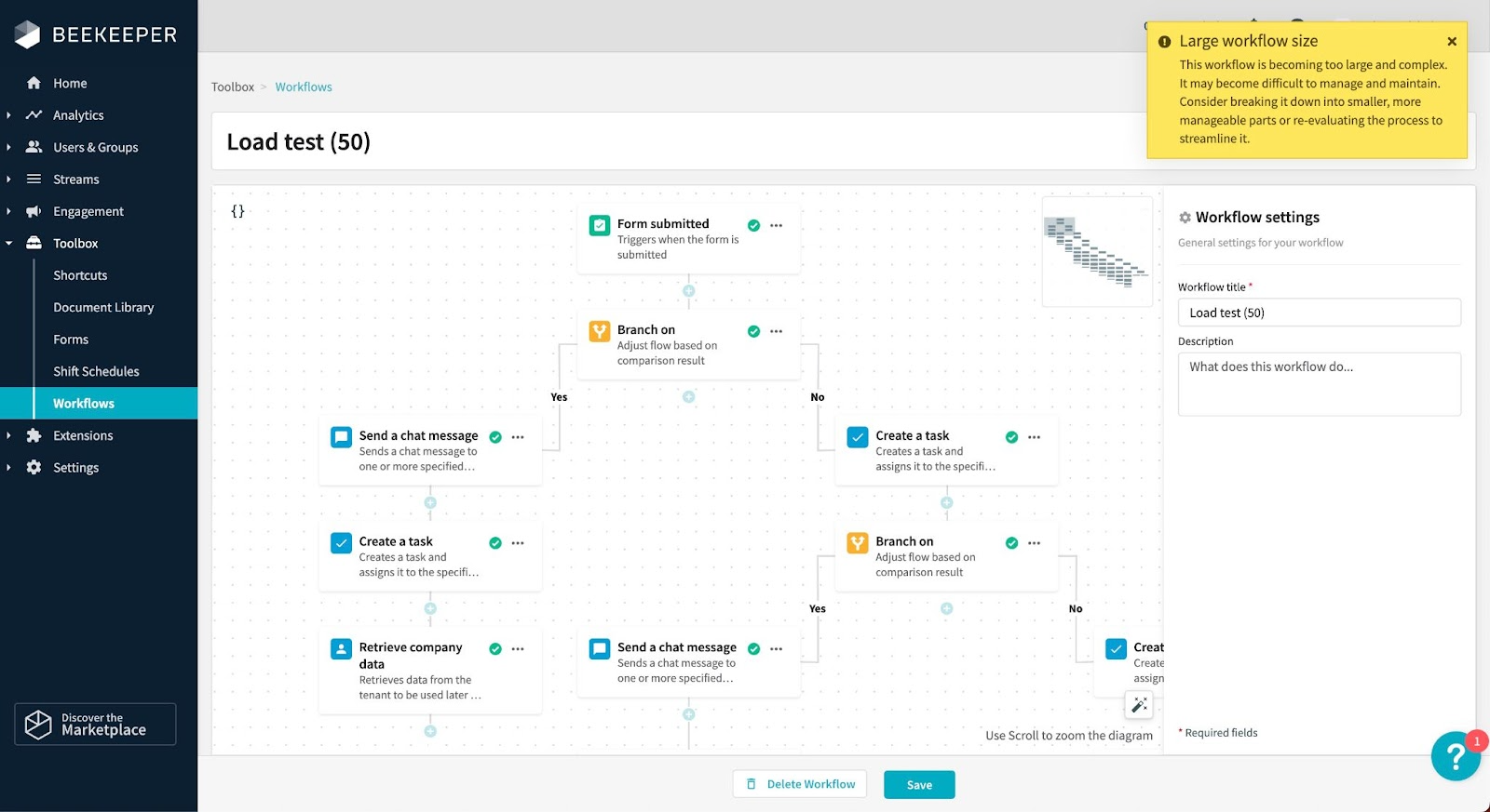 Streamlining the workflow size to improve performance – Beekeeper Help ...